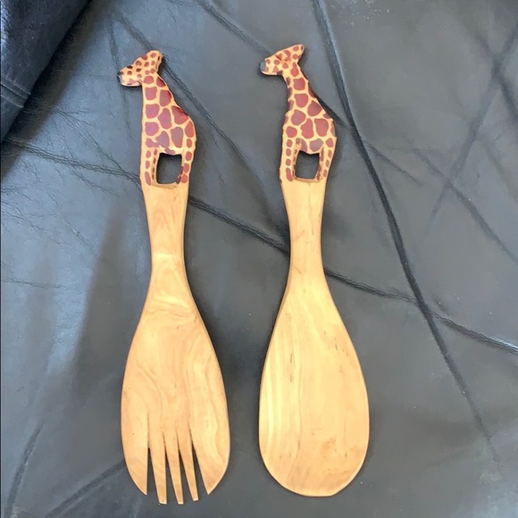 Dining | Giraffe Hand Carved Wooden Serving Utensils | Poshmark